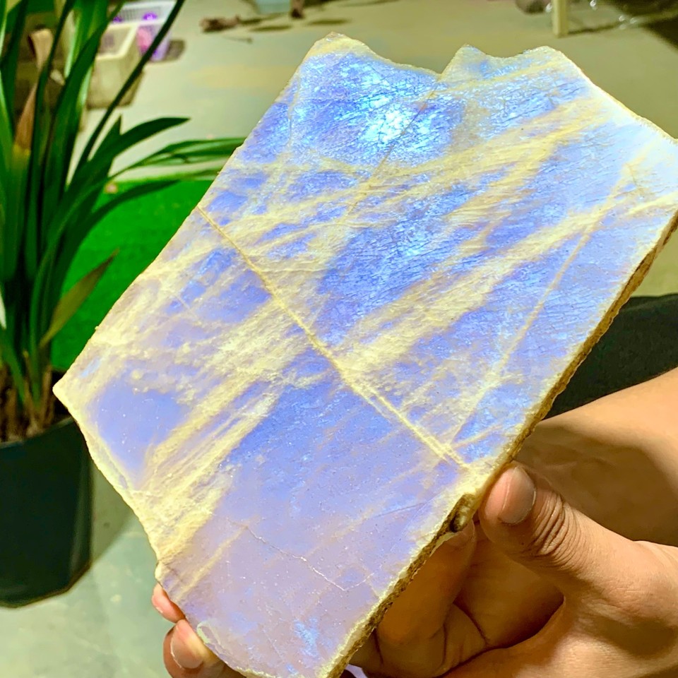 1.13LB Natural Flashy blue Moonstone Sunstone Crystal Slab Specimen/Sri ...
