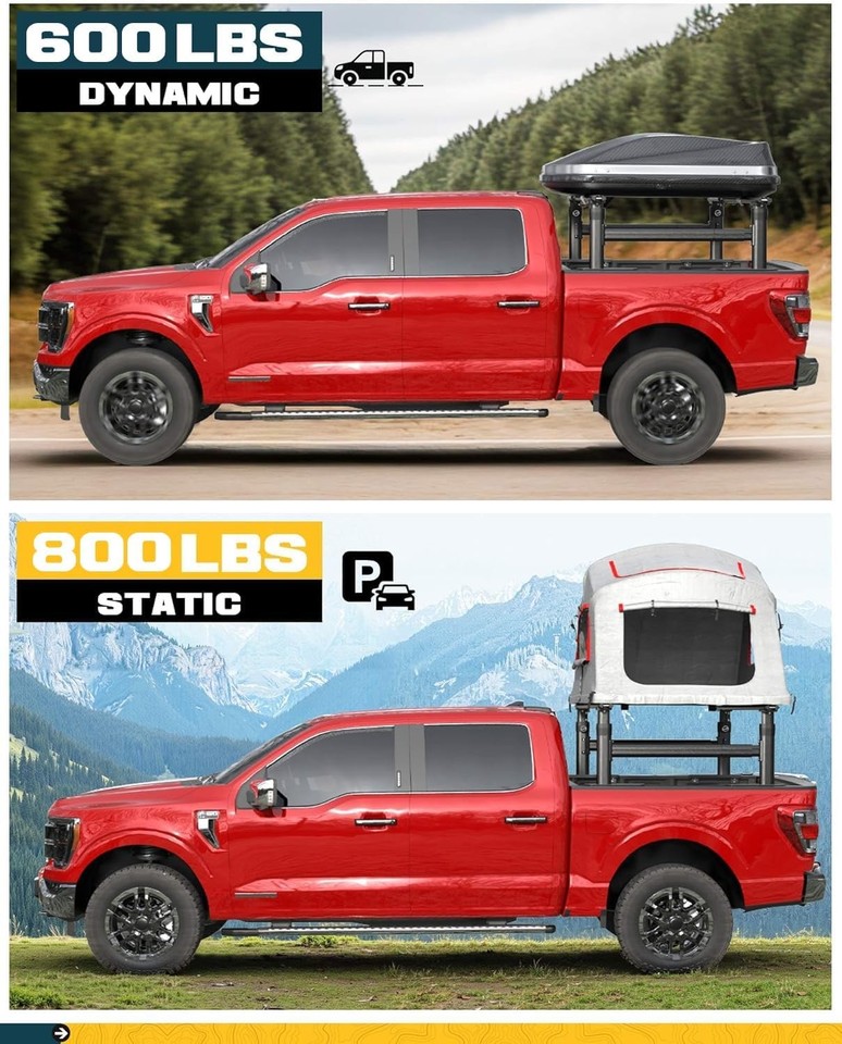 Truck Bed Ladder Rack + Side Bars for Tacoma & Gladiator w/ T-Slot ...