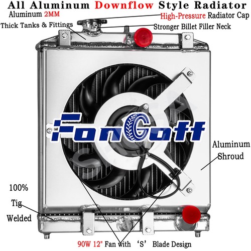 3 ROW RADIATOR+SHROUD FAN For 92-2000,92 HONDA CIVIC D15 D16 EK EG ...