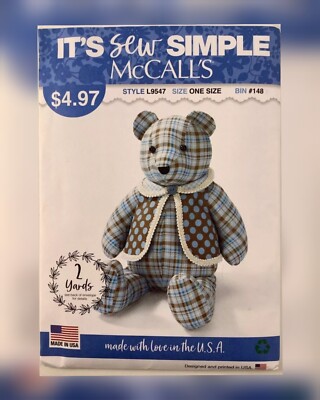 MCCALLS It’s Sew SIMPLE Memory Teddy Bear with Vest Sewing Pattern L9547 UNCUT | eBay