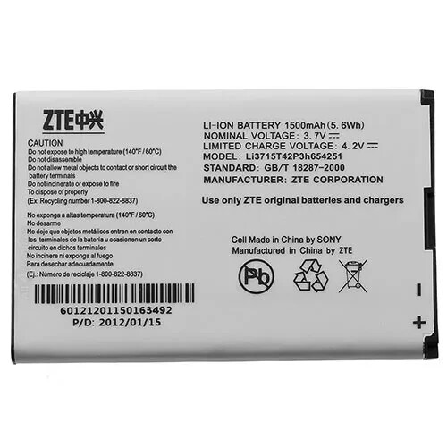ZTE Li3715T42P3h654251 OEM Battery Cymbal Z233 Z320 Groove X501 MF65 ...