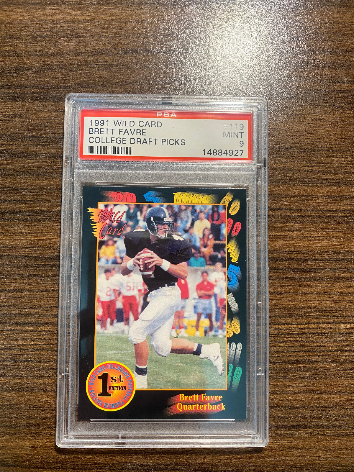 1991 Wild Card Brett Favre College Draft Picks Rookie Card PSA MINT 9 ...