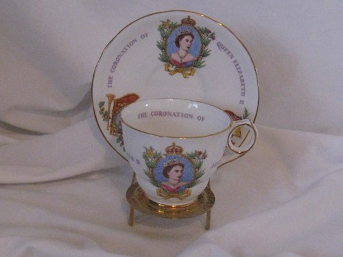 Vintage Royal Stafford Queen Elizabeth Coronation Teacup Saucer 1953 & Stand | eBay