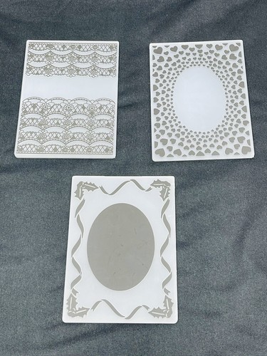Die Cut Embossing Folder Stencil Lot Of 3 Frames Sizzix Cuttlebug 4” X ...