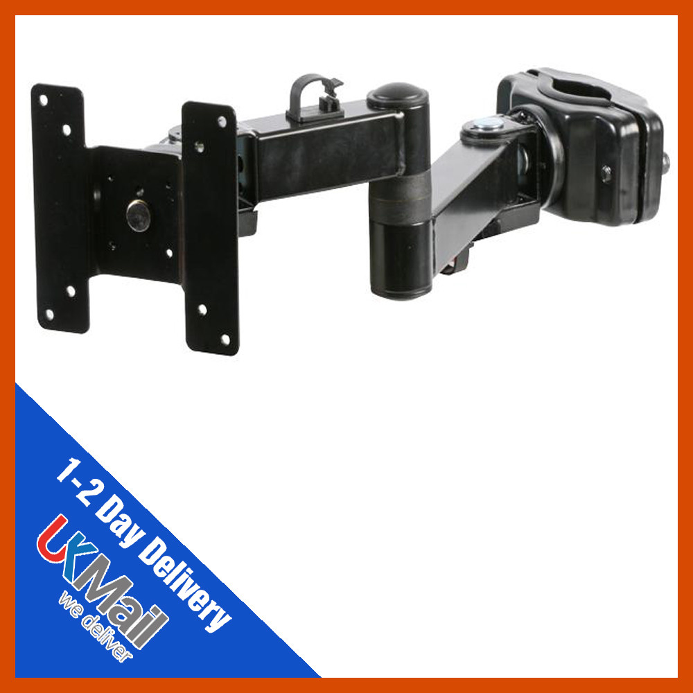 30-60mm Dual Arm Pole Mount TV/Monitor Bracket - Adjustable DJ Boom Gig ...