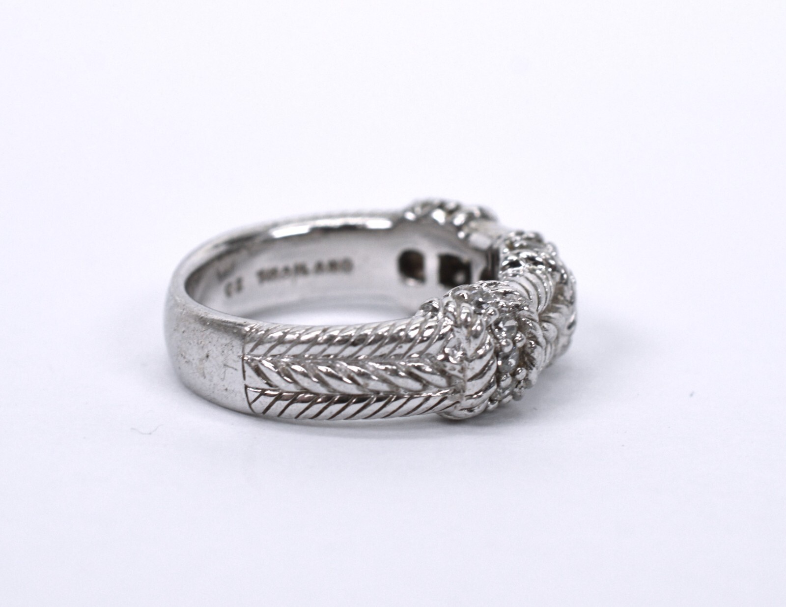 Judith Ripka Sterling Silver Triple Station Ring Size… - Gem