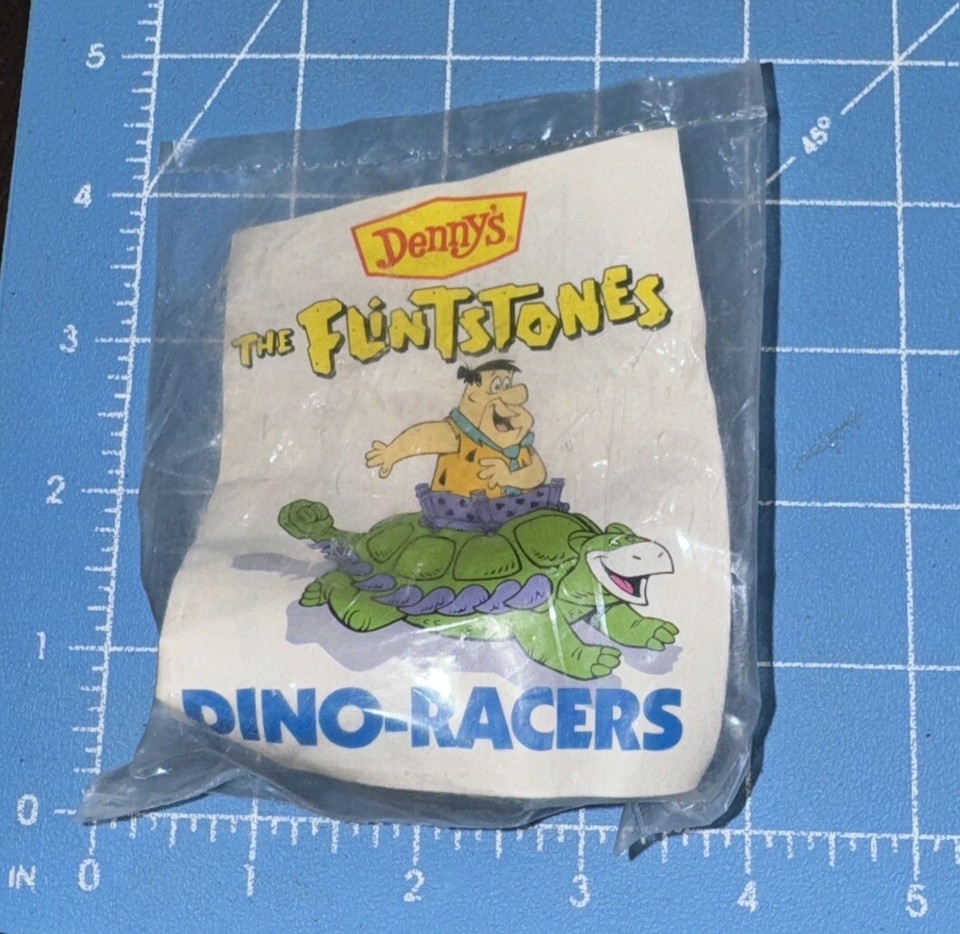 1991 Denny's Flintstones Dino-Racers Pebbles on Dinosaur Pull Back Toy ...