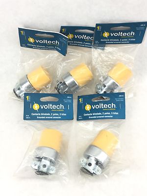 NEW! VOLTECH 46113 ARMORED GROUNDED CONNECTOR 15 AMP 5-PK (A534) | eBay
