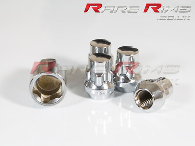 4x Chrome Locking Wheel Nuts M12x1.5 Fits Ford Fiesta ST Zetec SI Focus ...