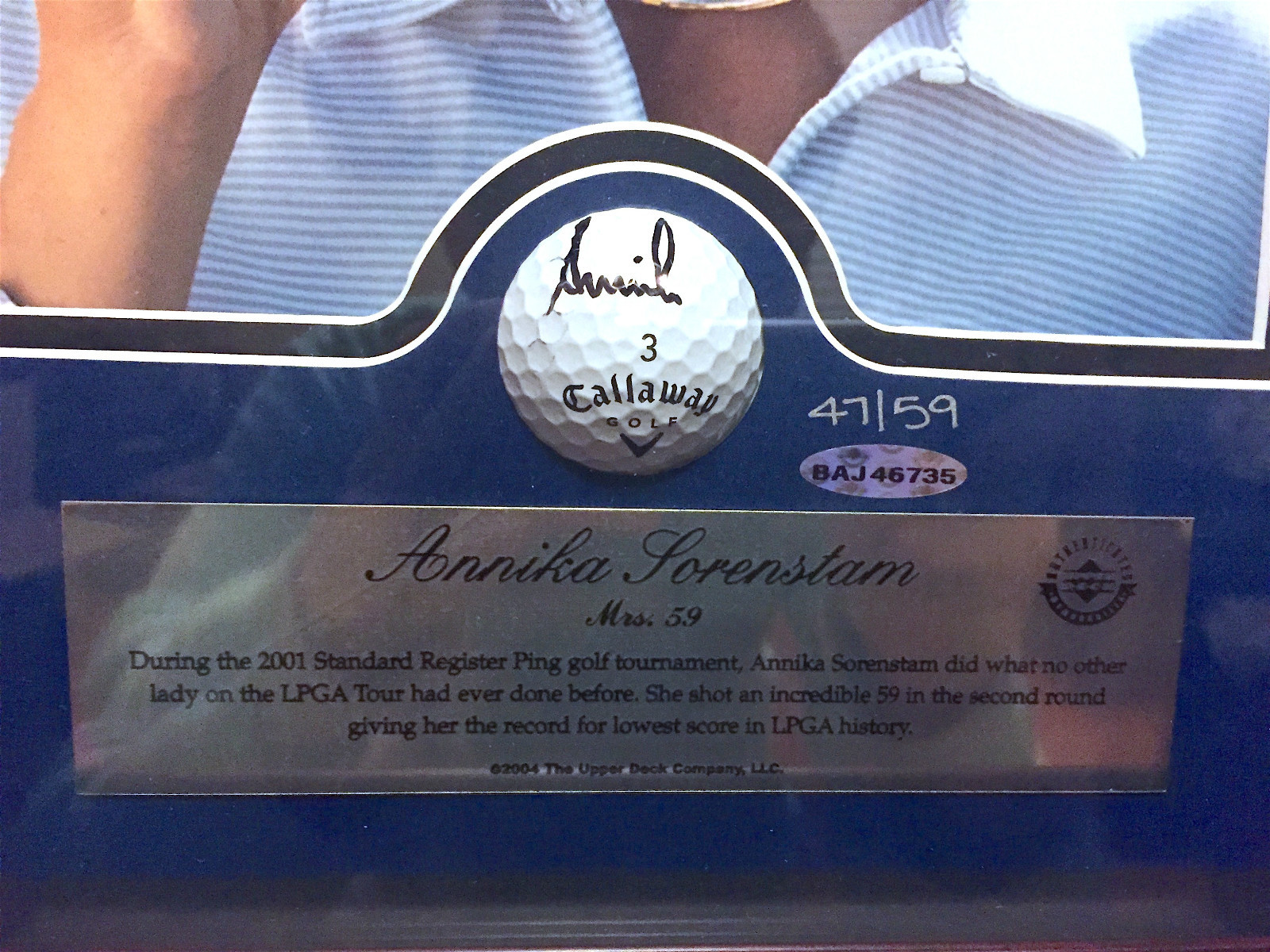 Annika Sorenstam "Mrs. 59" LPGA Upper Deck Signed/Autographed Golf Ball ...