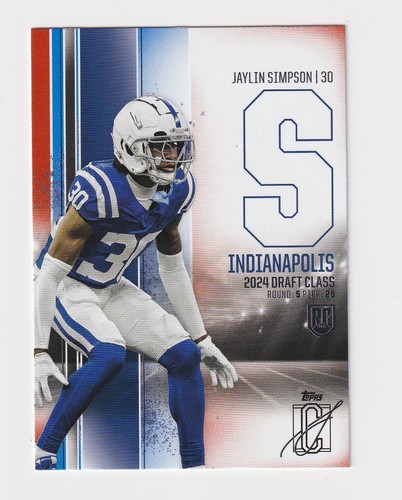 2024 TOPPS SIGNATURE CLASS FOOTBALL JAYLIN SIMPSON ROOKIE BLUE AND ...