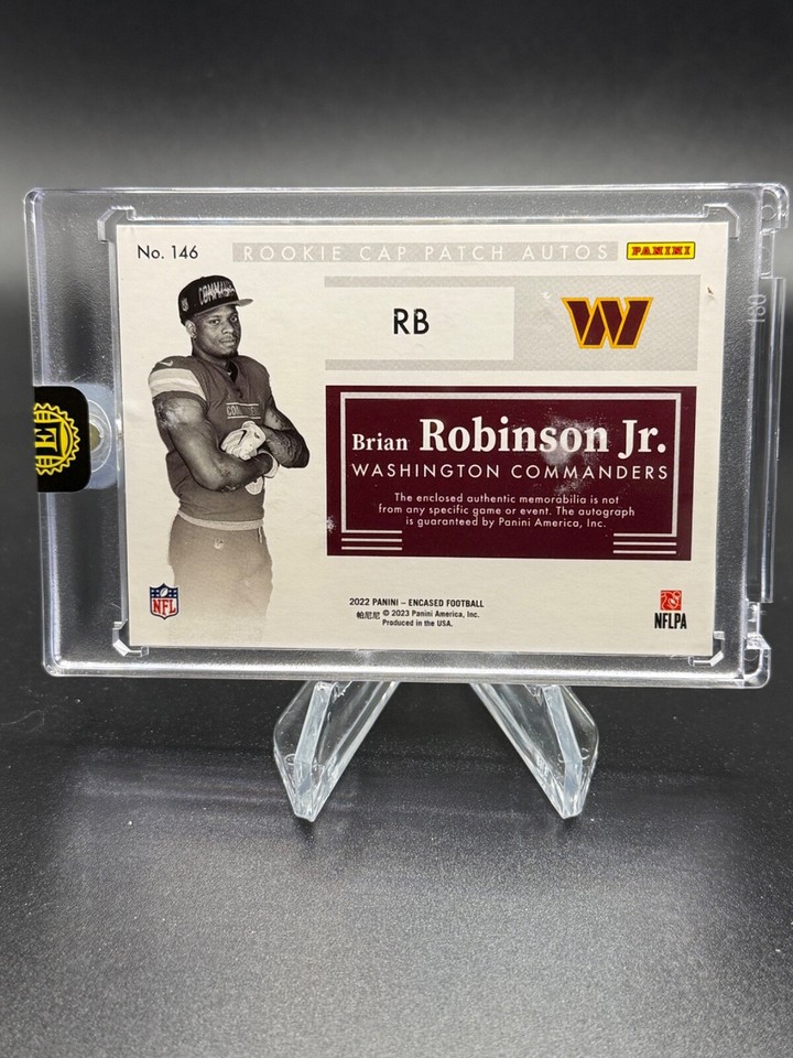 2022 Panini Encased Brian Robinson Jr. GOLD Rookie Cap Patch Auto 9/10 ...