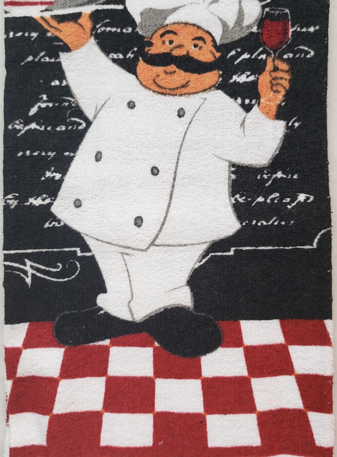 Set of 2 Kitchen Printed Towels(15"x25")FAT CHEF W/TRAY & WINE GLASS ON ...