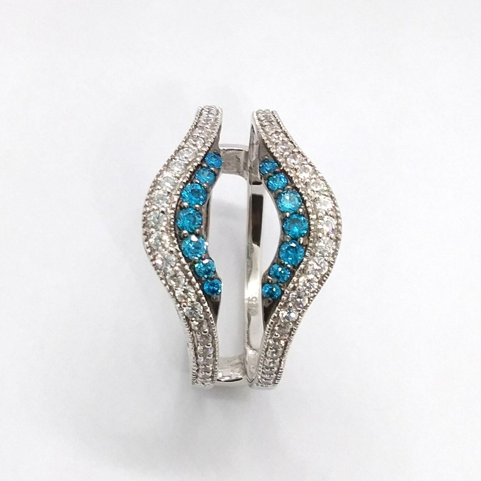 Solitaire Enhancer Lab-Created Moissanite Ring Guard Wrap 14K White ...