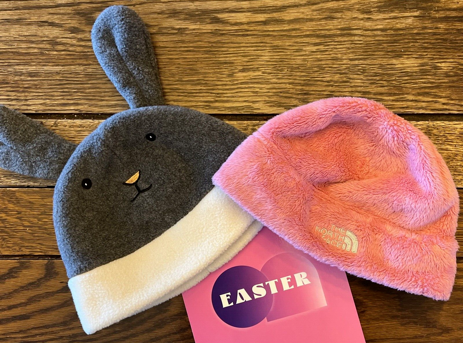 2 HATS BEANIES Lot POLARTEC LL BEAN BUNNY EARS NORTH FACE PINK Youth XS ...