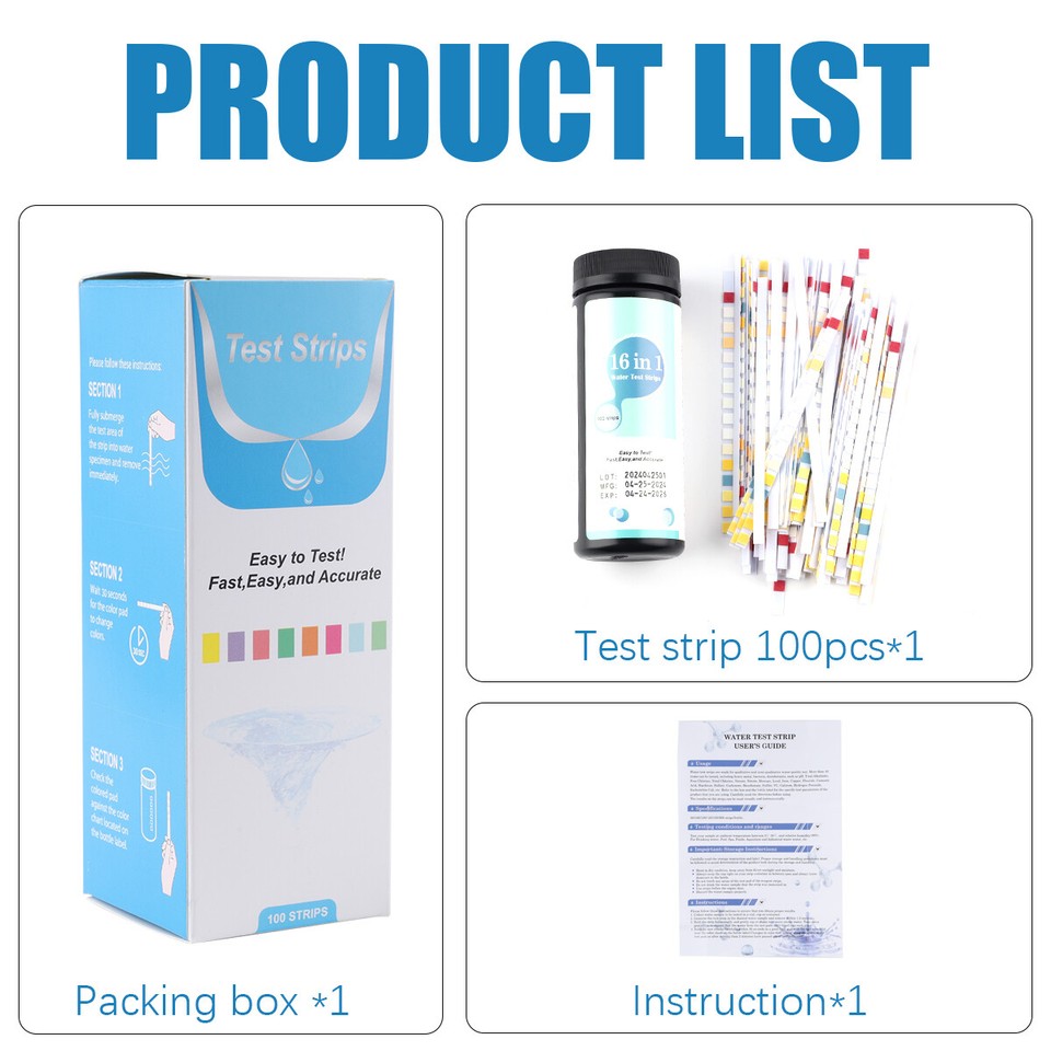 100/50pcs Chlorine Dip Test Strips SPA Hot Tub Swimming Pool PH Tester ...
