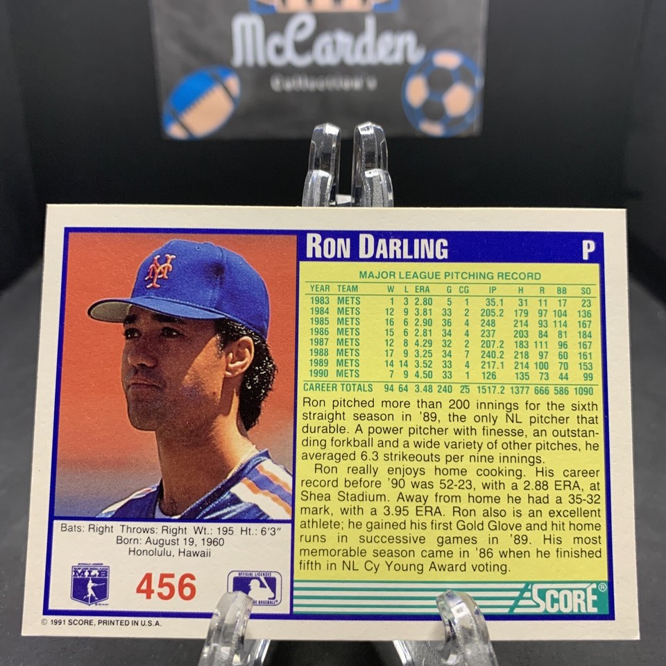 1991 Score Ron Darling #456 New York Mets | eBay