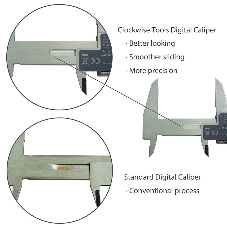 Clockwise Tools IP54 Grade Digital Caliper, DCLR-0605 0-6" /150mm, Inch ...