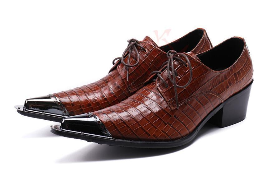 Fashion Pointed Toe Men's Leather Mens Lace Up Formal British Dress ...