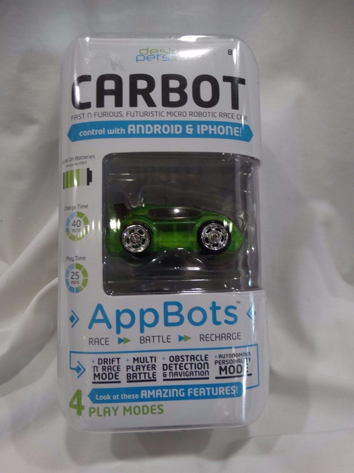 Desk Pets CarBot Micro Robotic Race Car, Green, 1072B, AppBots, IPhone ...