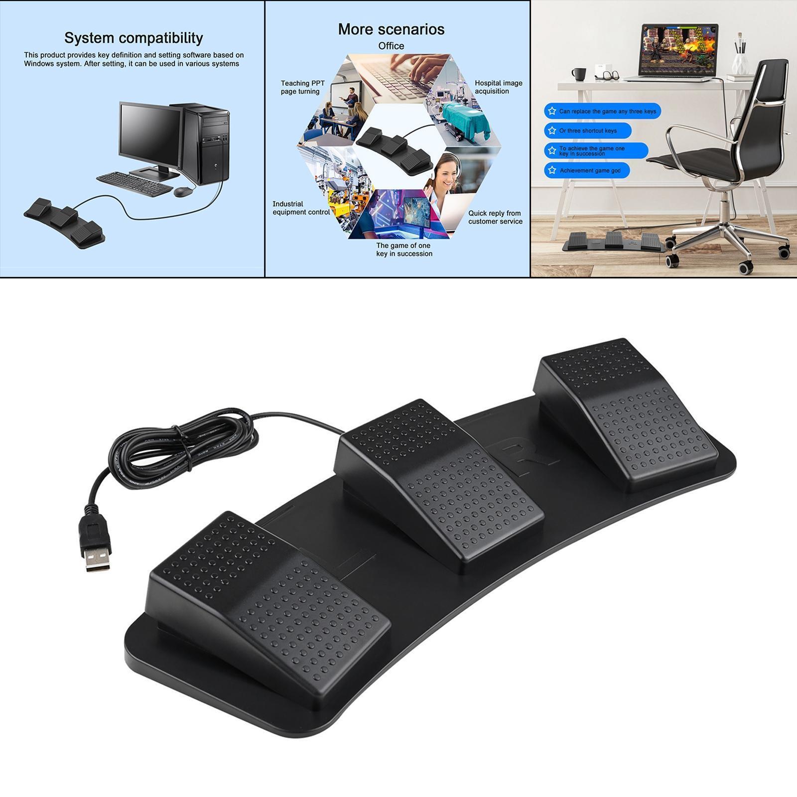 USB Foot Pedal PC Triple Foot Switch PC Game Foot Pedal for Office ...