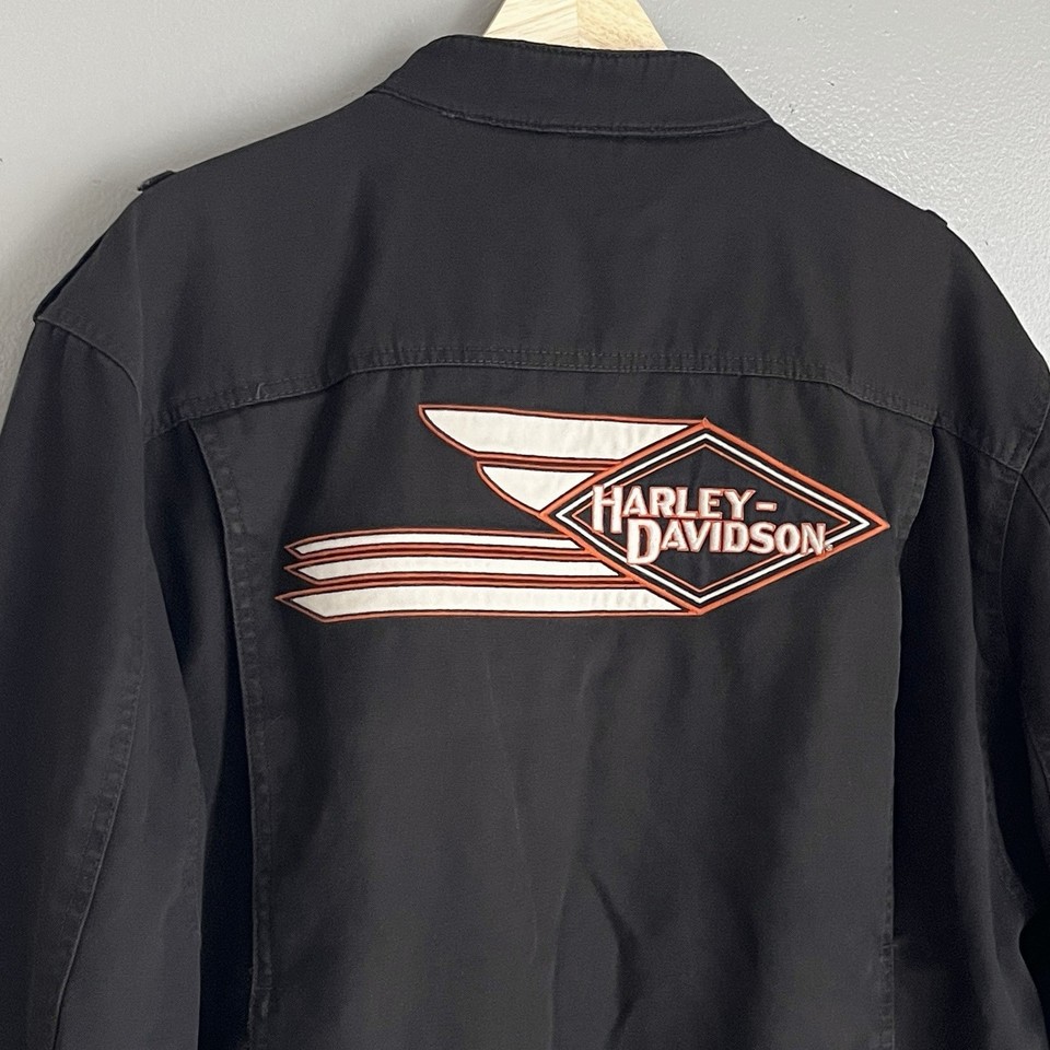 Harley Davidson Canvas Work Jacket Riding Field Flying Diamond Large ...