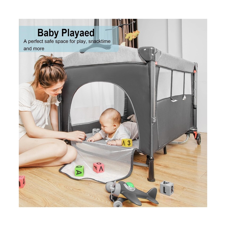 5-in-1 Pack and Play, Baby Bassinet Bedside Sleeper with U-Shaped ...