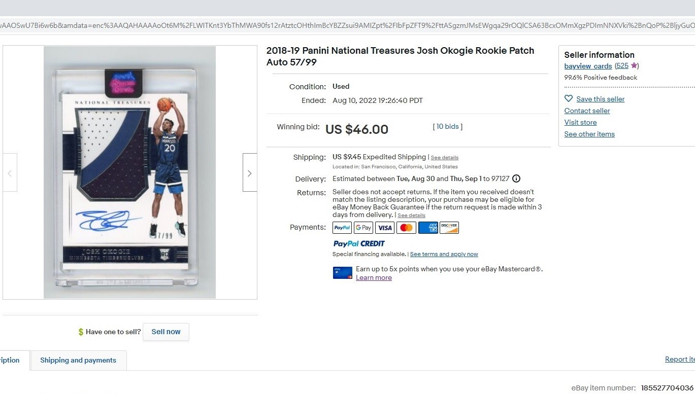 2018 NATIONAL TREASURES ROOKIE LOGOMAN PATCH LUKA DONCIC BGS 9 POP 1 ...