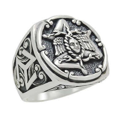 Medusa Triskelion Sicilian Sterling Silver 925 Men’s Ring Handmade ...