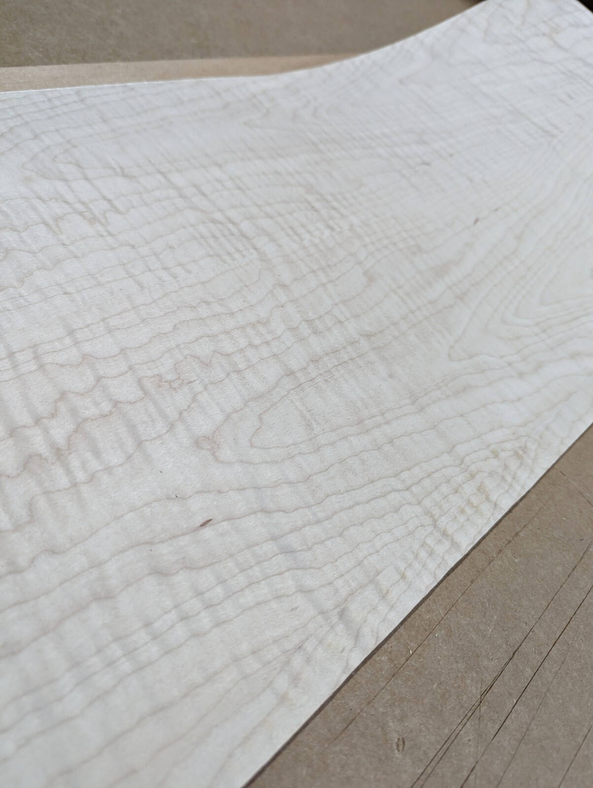 Maple Curly Figured wood veneer 12" x 96" on wood backer AA grade 1/25 ...