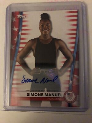OLYMPICS Gold Medalist SIMONE MANUEL Topps AUTOGRAPH CARD /25 ~ USA ...