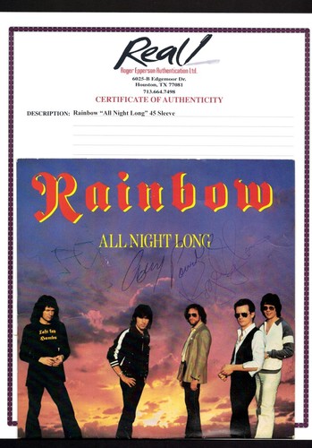 RAINBOW 45 RECORD SLEEVE SIGNED BY BLACKMORE,BONNETT,GLOVER,POWELL ...