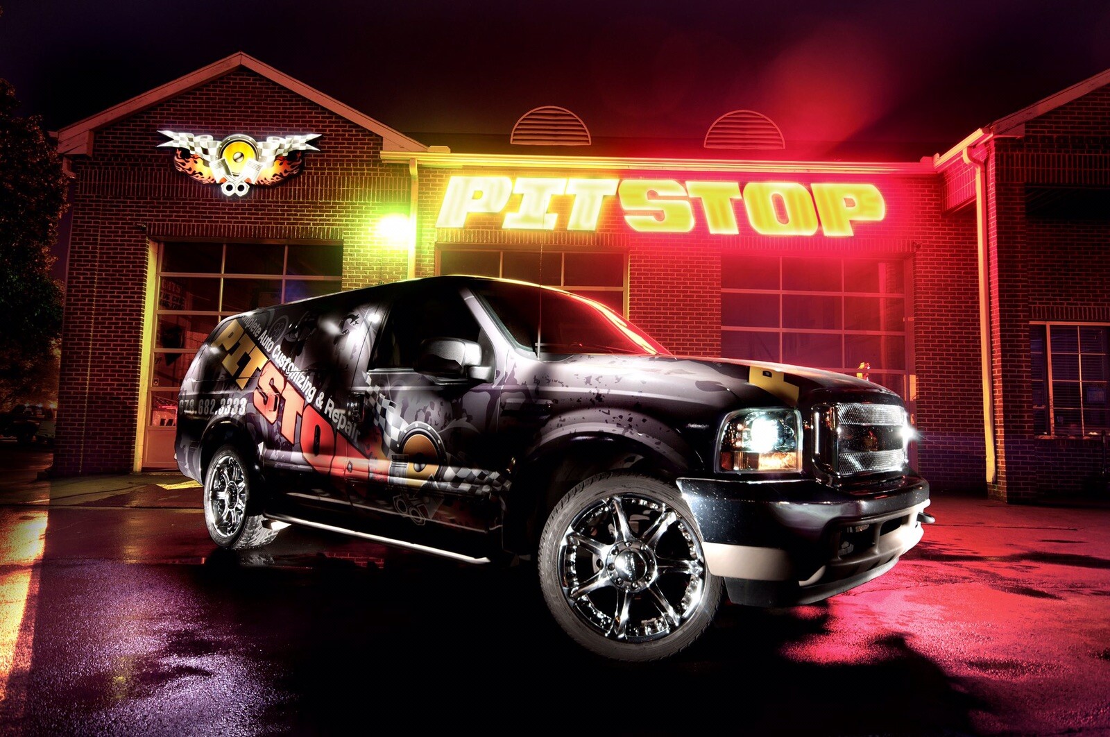 Neon Letter Sign PiT Stop Business Sign | eBay