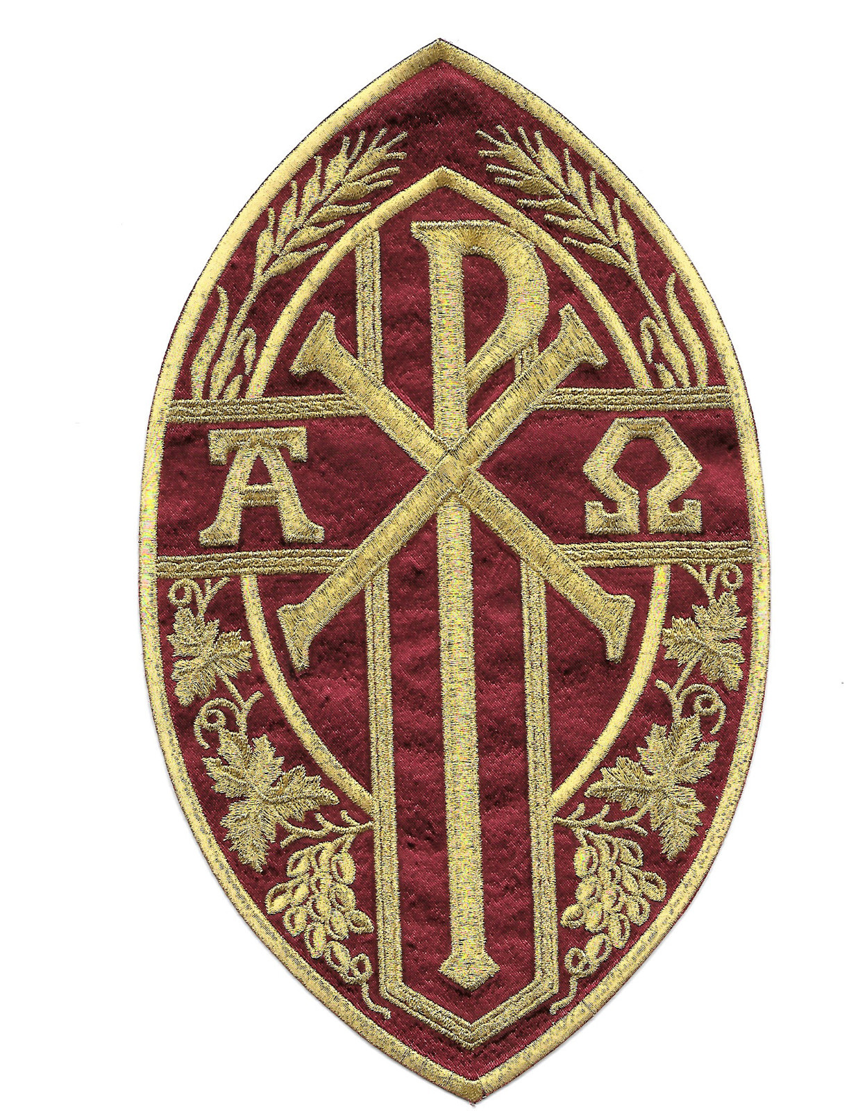 Chi-Rho Christogram-Alpha and Omega- Burgundy - Clergy - Iron On Patch ...