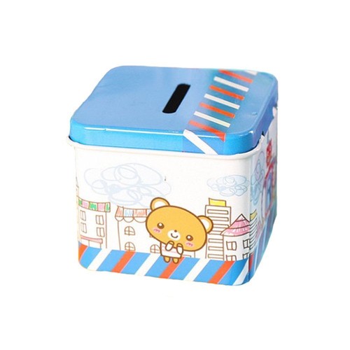 Metal Children Cute Square Piggy Bank Money Boxes Saving Cash Coin ...
