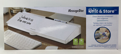 MessageStor Write & Store Glass Desktop Whiteboard And Organizer | eBay