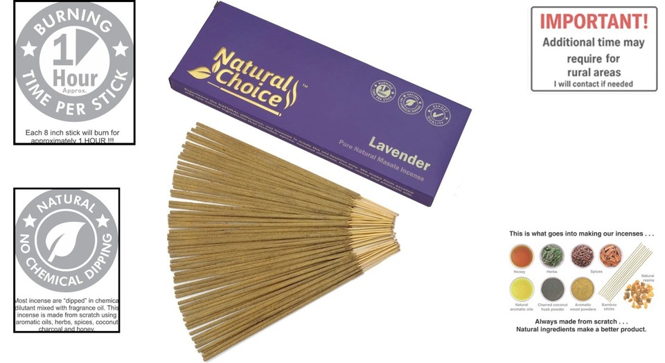 Natural Lavender Incense Sticks 100g - Low Smoke for Meditation ...