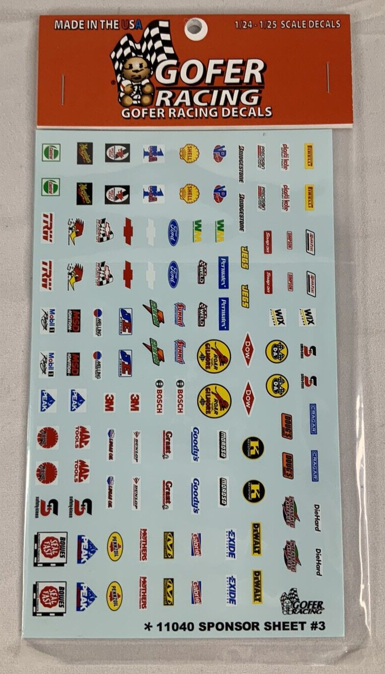 GOFER RACING DECALS sponsor sheet #3 1:24 1:25 CAR MODEL ACCESSORY ...
