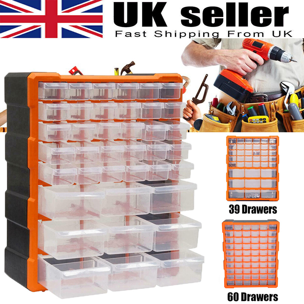 36/60 Drawer Small Parts Storage Units Tool Box Plastic Organizer Bins ...