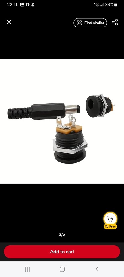 5 Pairs 12V DC Power Male Jack Plug Female Panel Mount Socket Barrell ...