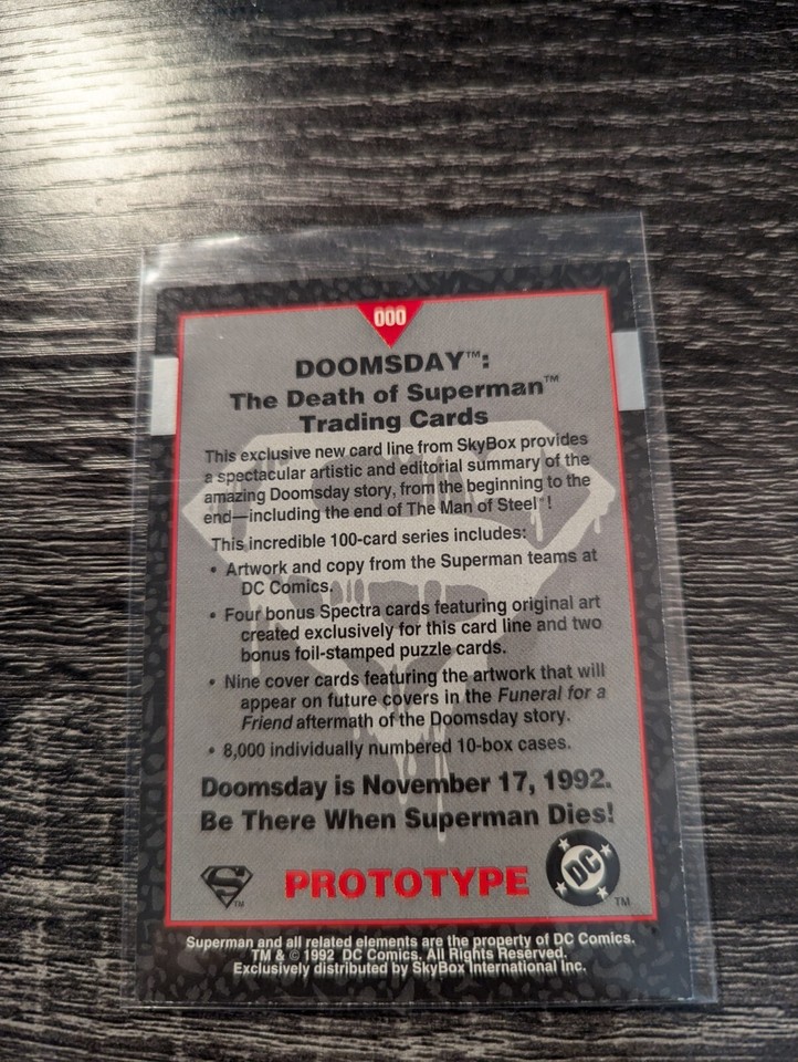 Skybox 1992 DC Comics Death of Superman Doomsday PROTOTYPE PROMO CARD ...