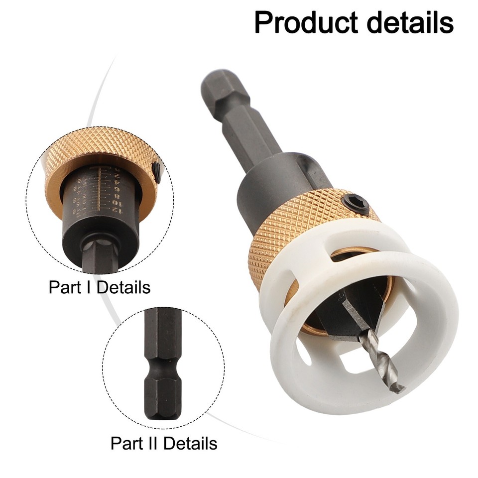 Adjustable Countersink Drill Bits with Depth Stop Hex Shank For ...