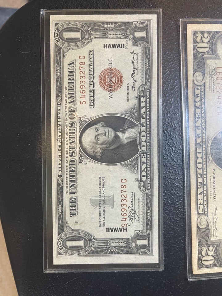 1935-A $1 Dollar SILVER CERTIFICATE HAWAII WWII EMERGENCY OVERPRINT US ...