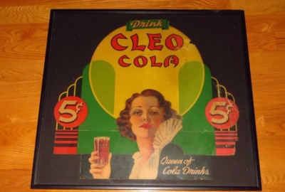 Exceptional Cleo Cola Soda Cardboard Advertisement Sign Original Framed ...