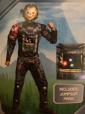 Boys SPARTAN EMILE Halloween Halo Costume LIGHT UP Jumpsuit Outfit ...