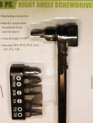 Right Angle Screwdriver | 8 pc Set | Pittsburgh | Includes T15 | T20 ...