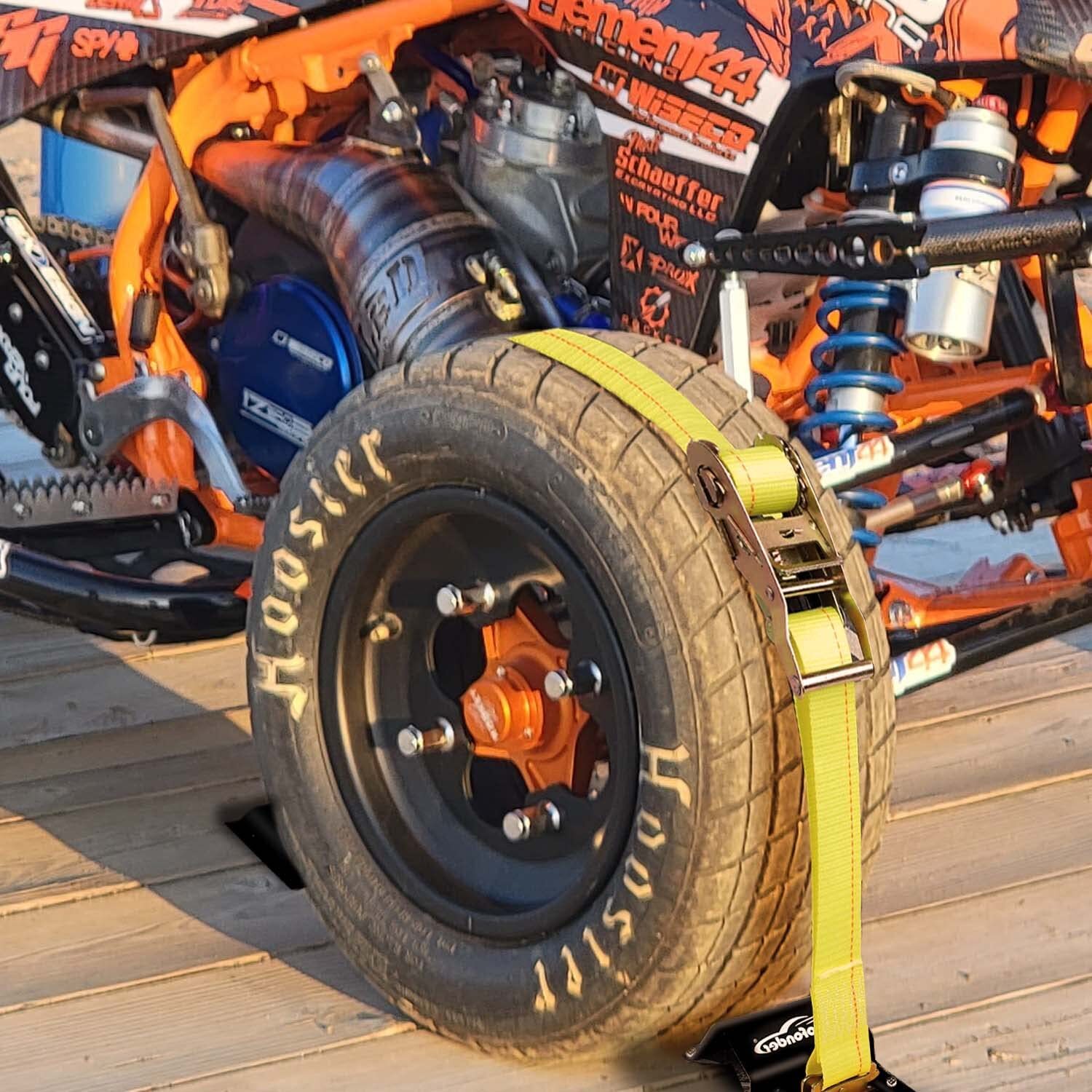 4PACK Wheel Chock Tie Down Kit Car Trailer ATV Ratchet Strap 50mm x 2 ...