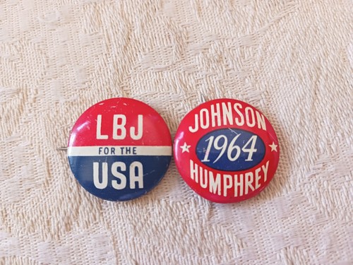Lyndon Johnson LBJ for the USA Hubert Humphrey 1964 2 Campaign Pins ...