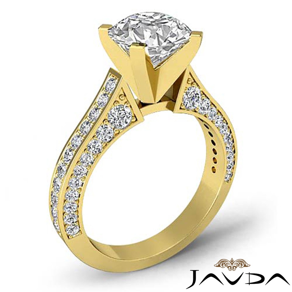 Classic 4 Prong Setting Round Cut Diamond Engagement Wedding Ring GIA F ...