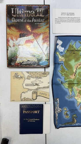 Ultima IV 4 Quest of the Avatar Commodore 64 RPG big box with cloth map ...